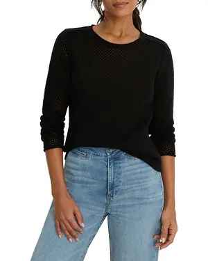 NIC+ZOE Breezeway Mesh Sweater - Black Onyx