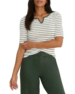 NIC+ZOE Elbow Sleeve Striped Tee - Green Multi