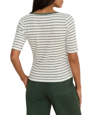 NIC+ZOE Elbow Sleeve Striped Tee