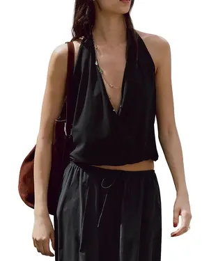 REFORMATION Lois Halter Top - Black