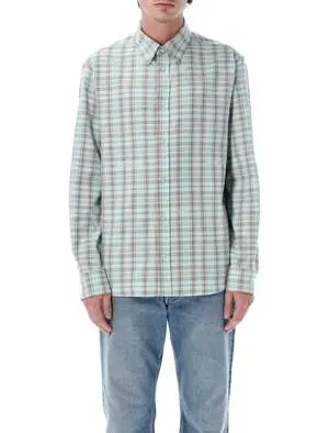 Off-White Check Flannel Shirt With All-over Jacquard Lettering & Back Logo - Verde