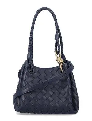 Bottega Veneta Small Intrecciato Padded Shoulder Bag With Knot Handle - Blu