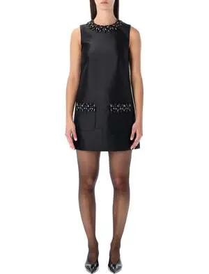 SELF-PORTRAIT Jewel Embellished Taffeta Mini Dress - Nero