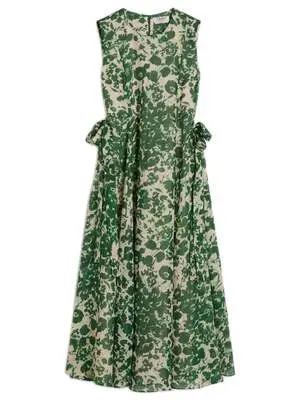 Max Mara Floral Print Tiered Hem Dress - Verde