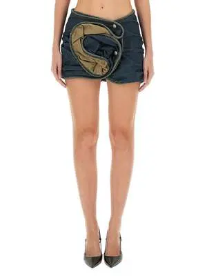 Magda Butrym Floral Appliqué Mini Skirt - Blue