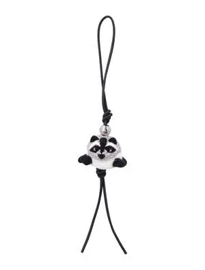 Loewe Raccoon Mini Felt Charm With Knotted Leather Cord - Grigio