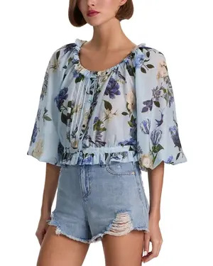 Alice + Olivia Mclaine Elbow Sleeve Cropped Blouse