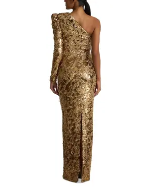 St. John Stretch Sequin One Shoulder Gown