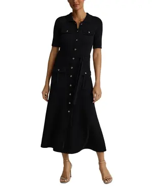 St. John Legacy Crepe Wool Blend Shirt Dress