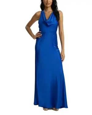 St. John Liquid Satin Cowl Neck Dress