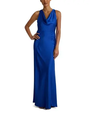 St. John Liquid Satin Cowl Neck Dress