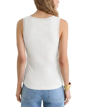 REISS Sheer Detail Rib Vest - White
