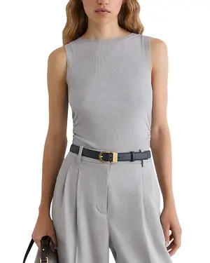 REISS Ribbed Sheer Detail Vest - Grey