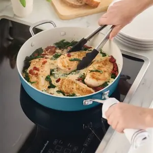KITCHENAID Hard Anodized Ceramic Induction Saute Pan With Lid - Blue