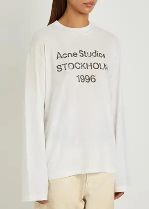 Acne Studios Long-sleeve Cotton-blend T-shirt With Printed Logo