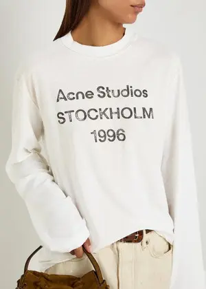 Acne Studios Long-sleeve Cotton-blend T-shirt With Printed Logo