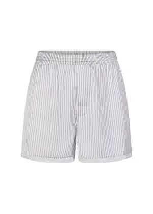 SKIMS Lace-trim Woven Shine Boxer Shorts - Silver