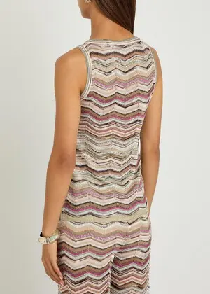 Missoni Chevron Fine-knit Top With Metallic Weave