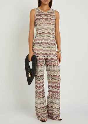 Missoni Chevron Fine-knit Top With Metallic Weave