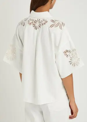 Rag & Bone Lucy Floral Cut-out Denim Top