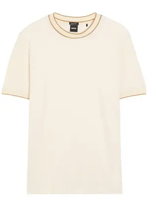 BOSS Thompson Striped-trim Piqué Cotton T-shirt