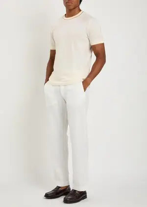 BOSS Thompson Striped-trim Piqué Cotton T-shirt