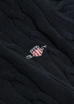 Gant Cable-knit Cotton Jumper With Embroidered Logo