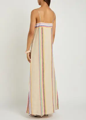 Staud Laura Striped Linen Maxi Dress