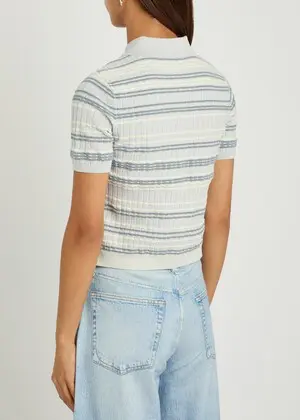 Rag & Bone Karina Striped Cotton-blend Cardigan - Light Blue