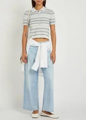 Rag & Bone Karina Striped Cotton-blend Cardigan - Light Blue