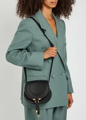 Chloé Marcie Small Grained Leather Saddle Bag - Black