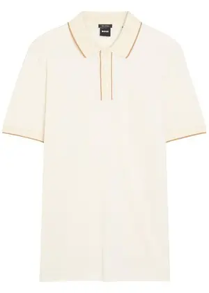 BOSS Striped-trim Piqué Cotton Polo Shirt