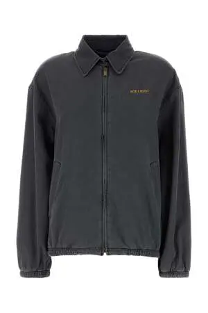 Miu Miu Dark Grey Cotton Bomber Jacket - Gray