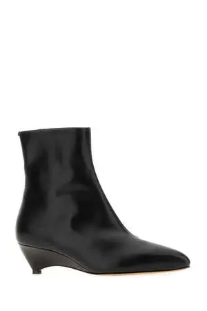 JIL SANDER Leather Ankle Boots - Black
