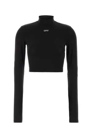 Off-White Stretch Jersey Cropped Top - Black