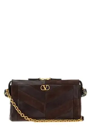 Valentino Garavani Valentino Garavani Leather And Suede Panthea Crossbody Bag Brown