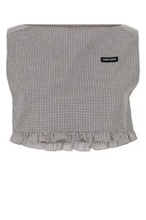 Miu Miu Miu Miu Embroidered Poplin Top Multicolor