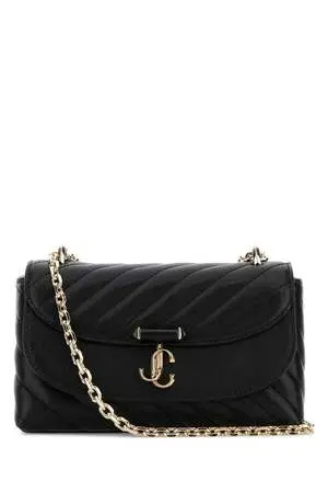 JIMMY CHOO Leather Curve Shoulder Bag - Black