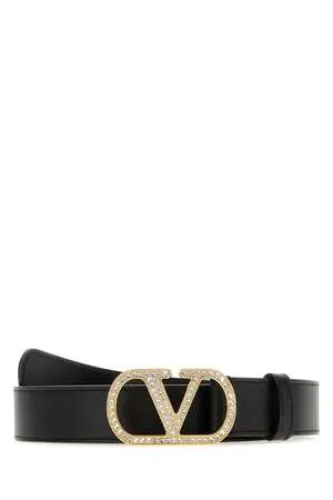 Valentino Garavani Leather Vlogo Signature Belt - Black