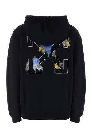 Off-White Cotton Sweatshirt With Graphic Back Detail - Black