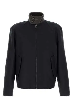 Bottega Veneta Navy Gabardine Harrington Jacket - Blue
