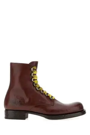 Prada Leather Ankle Boots - Brown