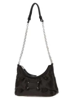 MAISON MARGIELA Leather Shoulder Bag With Silver Metal Finishing - Black