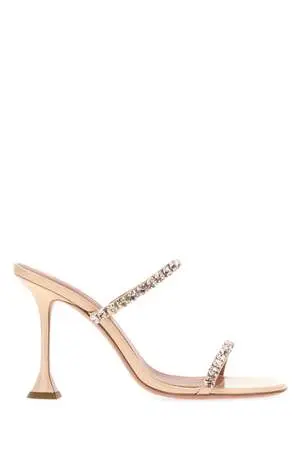 Amina Muaddi Gigi Embellished Leather Mules