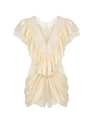 Chloé CHLOE Sleeveless Silk Crepe Top With Lace Trim Multicolor