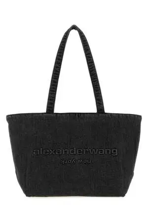 Alexander Wang Slate Denim Punch Shopping Bag - Black