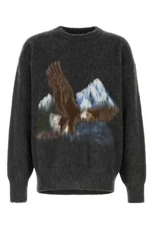 MAISON MARGIELA Oversize Graphite Wool Blend Sweater - Gray
