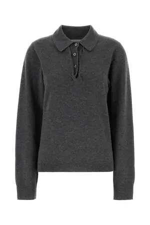 MAISON MARGIELA Graphite Wool Polo Shirt - Gray