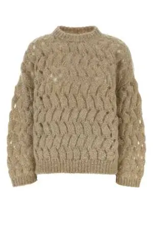 Brunello Cucinelli Sand Mohair Blend Oversize Sweater
