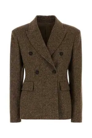 Brunello Cucinelli Melange Wool Blend Blazer - Brown